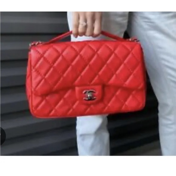 CHANEL | Bags | Chanel Coral Red Maxi Double Flap Classic Quilted ...